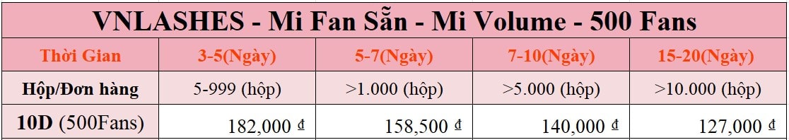 Mi Fan Sẵn 10D - 500Fans | Mi Volume 10D 500Fans - Eyelashes VietNam