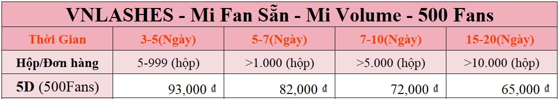 Mi Fan Sẵn 5D - 500Fans | Mi Volume 5D 500Fans - Eyelashes VietNam